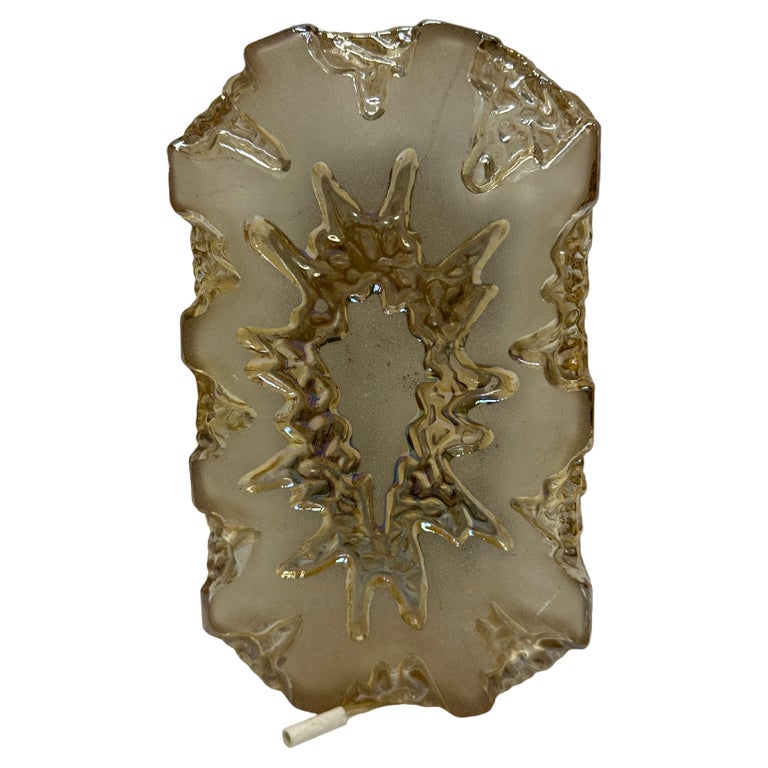 Ice Block Glass Sconce Vintage German 1970s by Honsel Leuchten, Germany ...