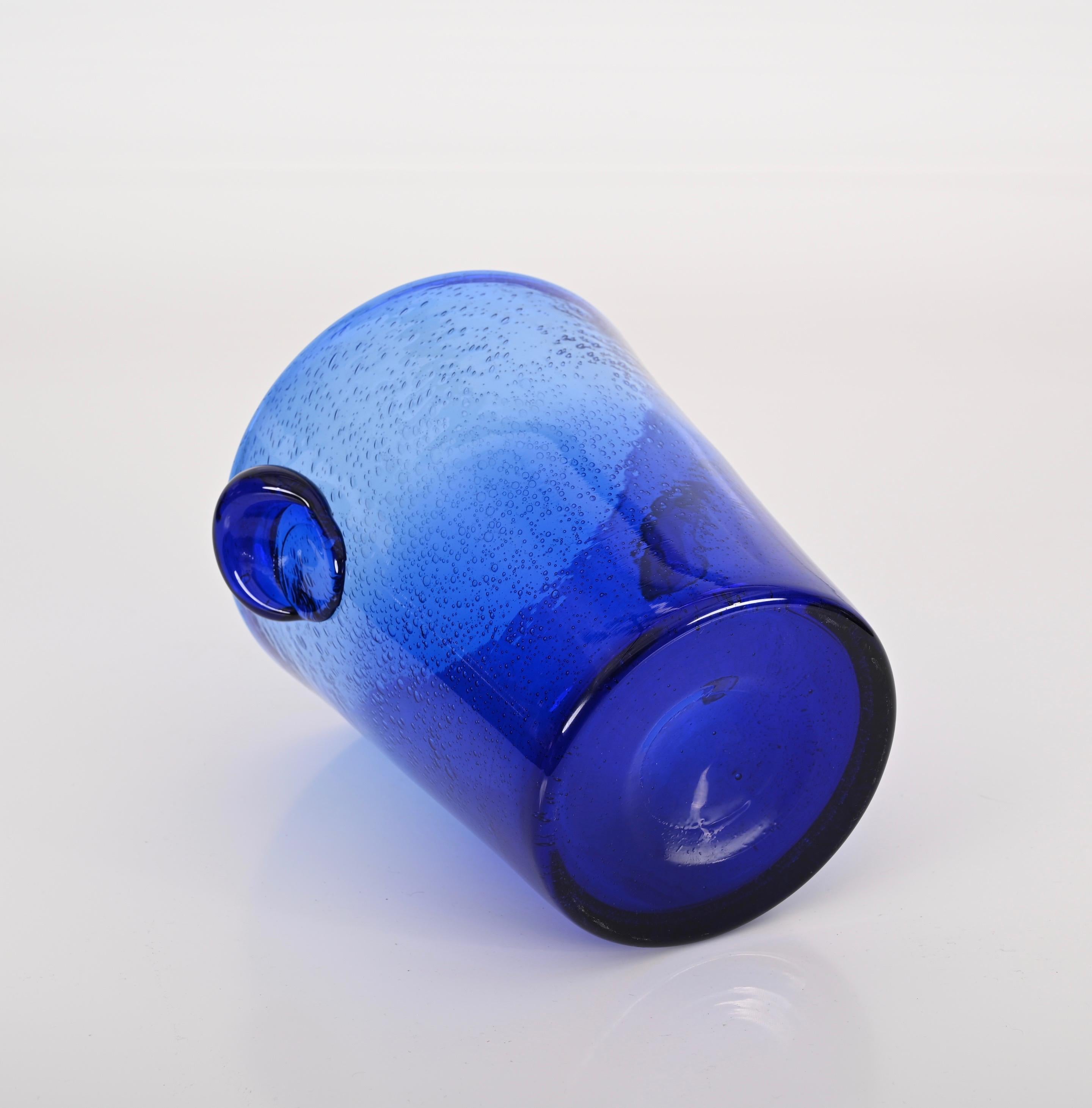Ice Bucket in Blue Glass with Bubbles, La Verrerie De Biot, France ...