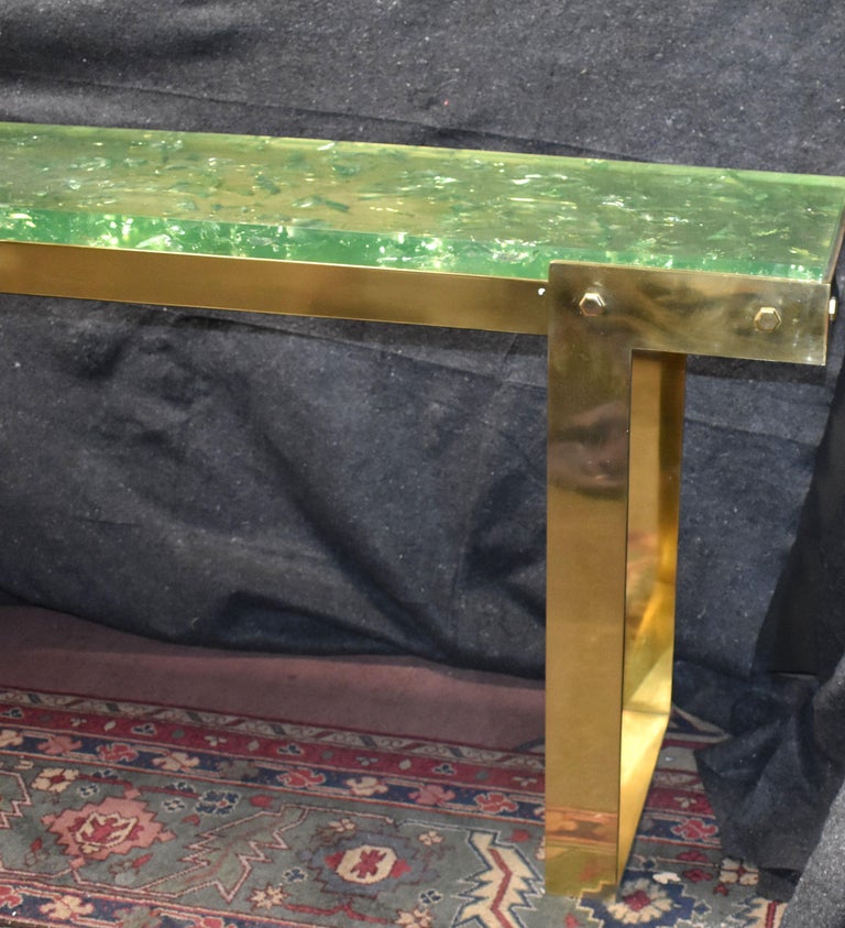 Ice Cracked Resin "Gucci" Style Design Brass Console Table For Sale at ...