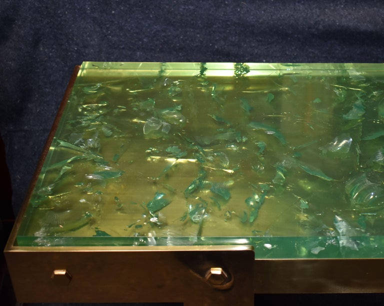 Ice Cracked Resin "Gucci" Style Design Brass Console Table For Sale at ...