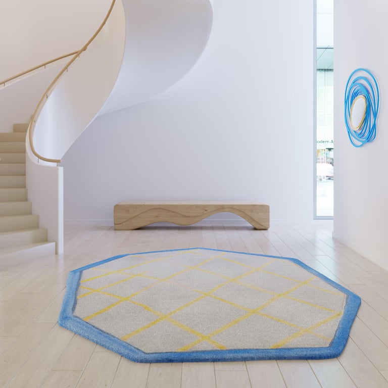 Ice - Geometric Unusual Hand Knotted Wool Silk Rug For Sale at 1stDibs ...