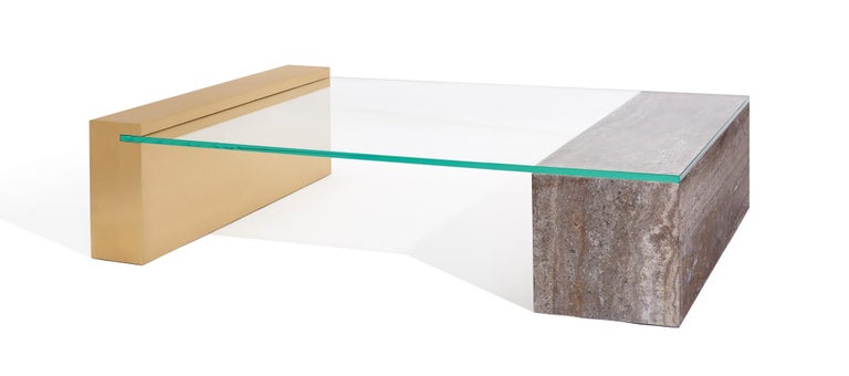 Ice On The Rocks Coffee Table made of marble, brushed brass and ...