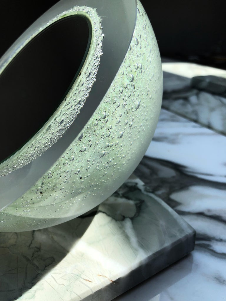 'Ice Queen' Vanity Mirror in Mint Matt Green Glass For Sale at 1stDibs