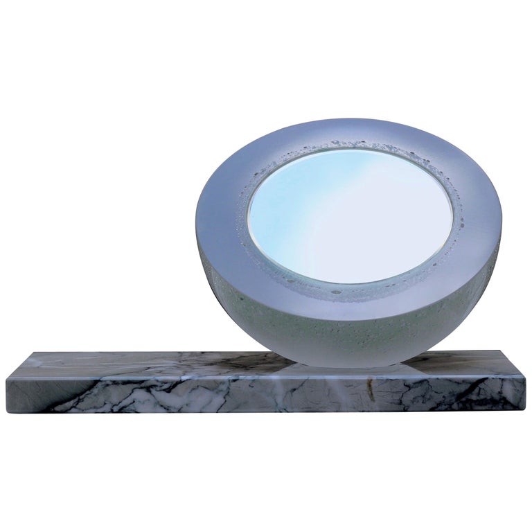 'Ice Queen' Vanity Mirror in Mint Matt Green Glass For Sale at 1stDibs