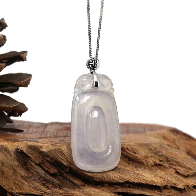 Ice White Jadeite Jade Happiness in Front of Your Eyes Pendant Necklace ...