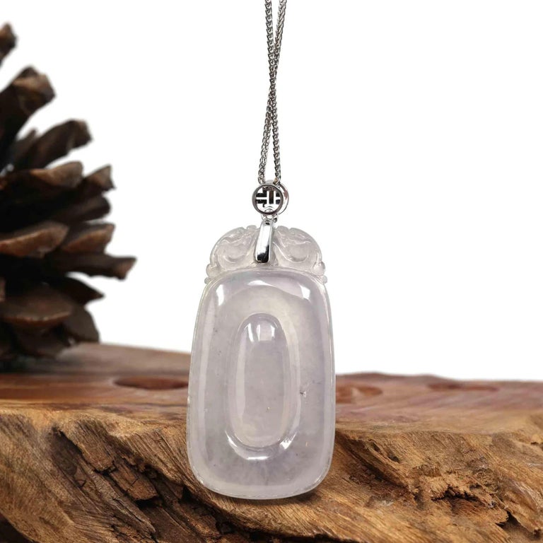 Ice White Jadeite Jade Happiness in Front of Your Eyes Pendant Necklace ...