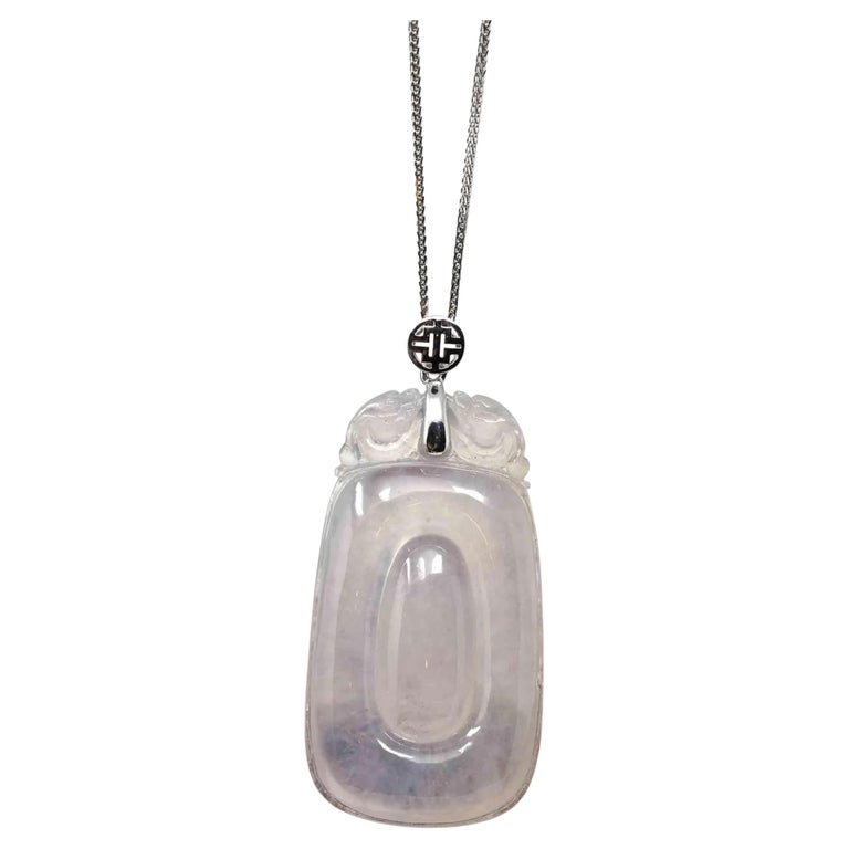 Ice White Jadeite Jade Happiness in Front of Your Eyes Pendant Necklace ...