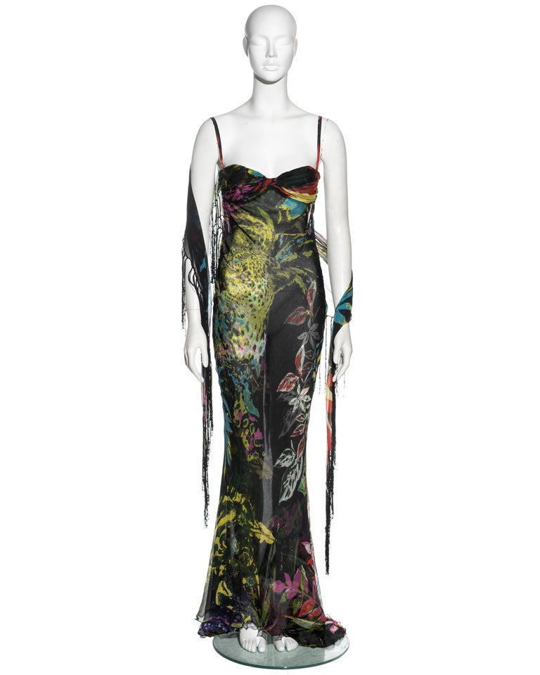 Iceberg bias cut jungle-print silk maxi dress and shawl, ss 2003 at 1stDibs
