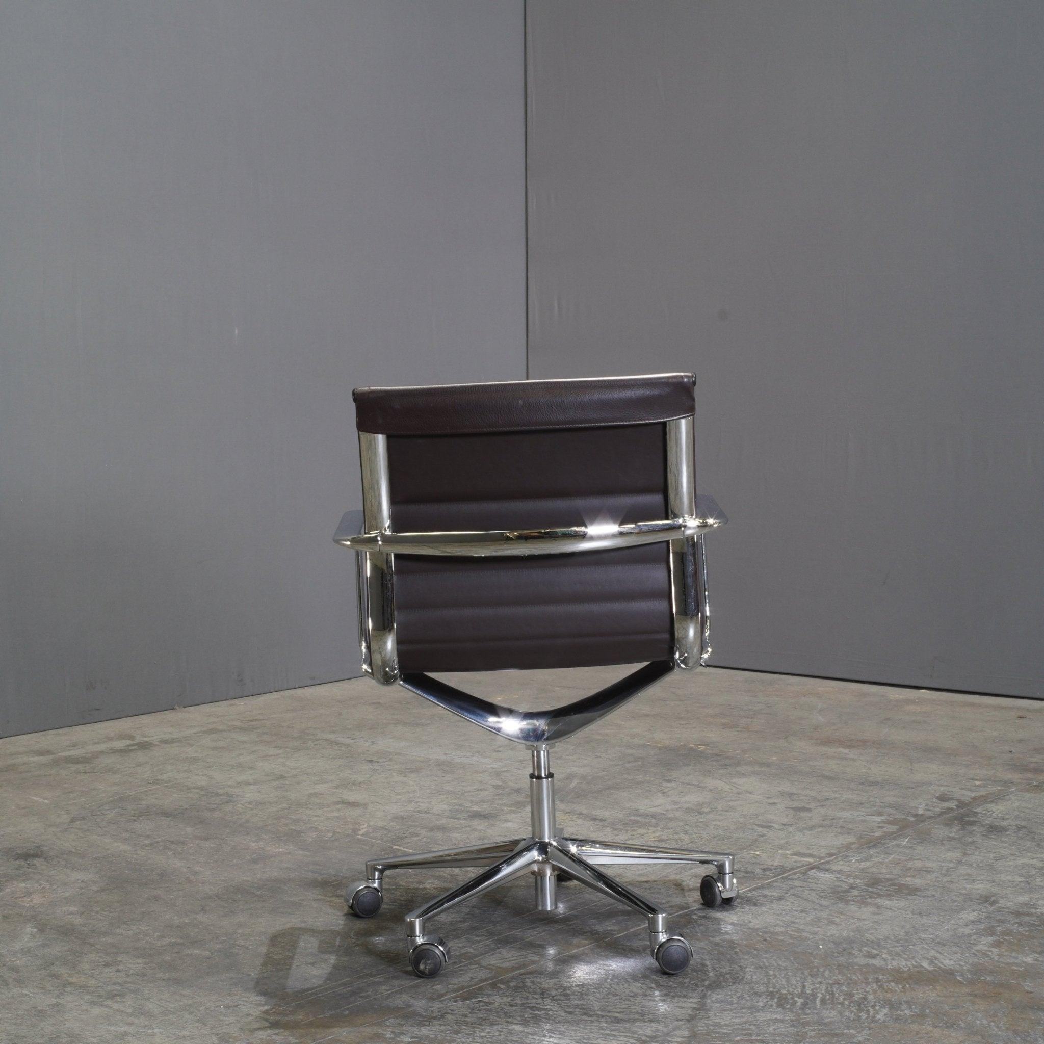 ICF Brown Leather and Aluminium Una Office Chair For Sale at 1stDibs