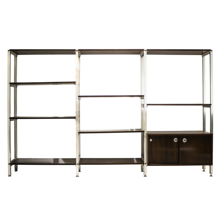 ICF Padova Office 3 Modules Steel Teak Wood Shelf, Italy, 1970 For Sale ...