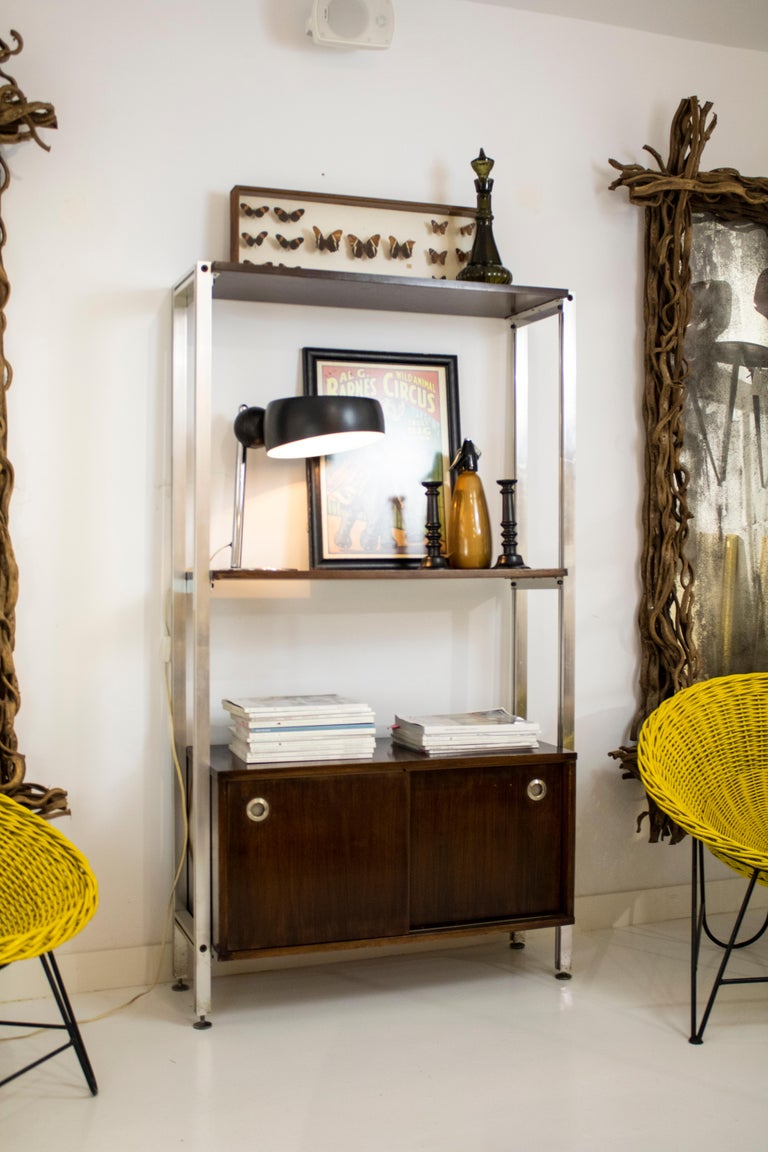 ICF Padova Steel and Teak Wood Office Shelf, Italy, 1970 For Sale at ...