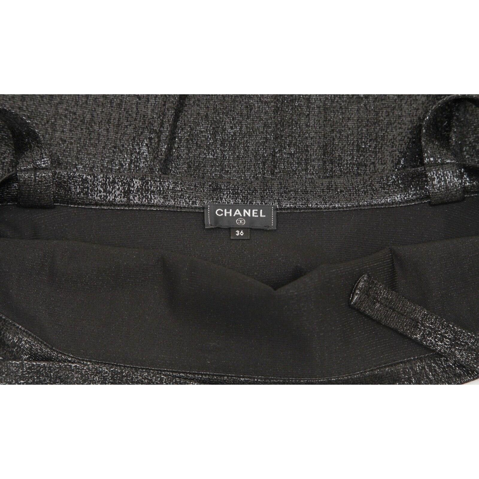 CHANEL Black Top Blouse Sleeveless Metallic Spaghetti Strap Sz 36 2018 ...