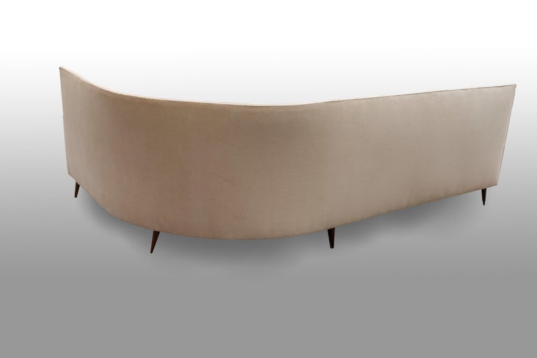 Ico Parisi Curved Cream Velvet Sofa, 1950s at 1stDibs | ico parisi ...