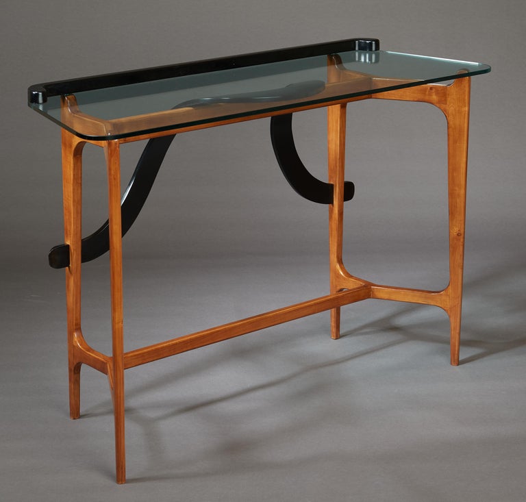 Ico Parisi Exquisite Sculptural Console in Walnut and Ebonized Wood ...