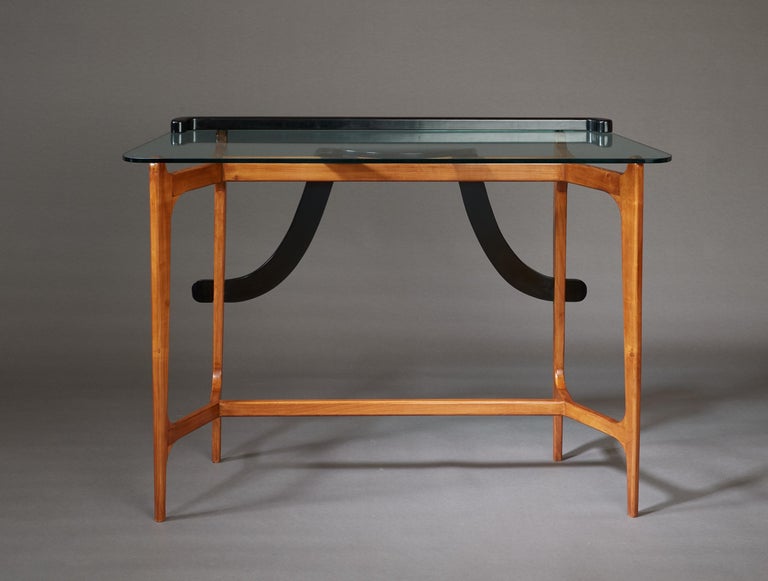 Ico Parisi Exquisite Sculptural Console in Walnut and Ebonized Wood ...