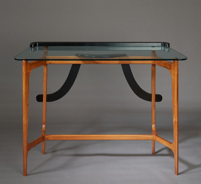Ico Parisi Exquisite Sculptural Console in Walnut and Ebonized Wood ...