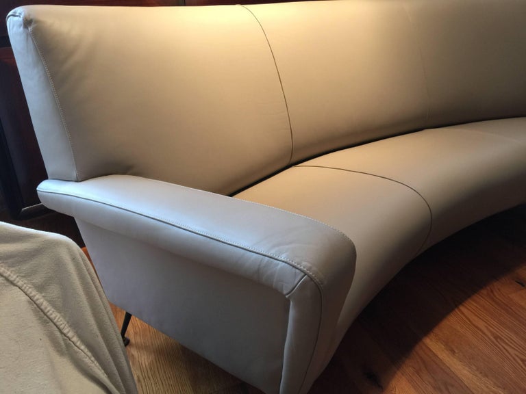 Ico Parisi Italian Leather Curved Sofa, Italy, circa 1960s, RESTORED ...