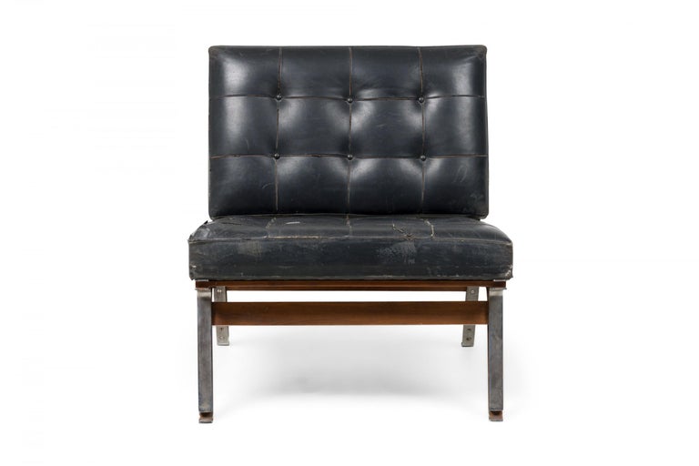 Ico Parisi Midcentury Italian Metal and Black Leather Upholstered ...