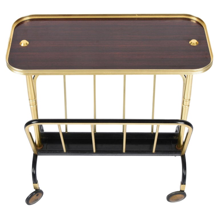 Ico Parisi Midcentury Aluminum and Formica Trolley Magazine Rack for MB ...