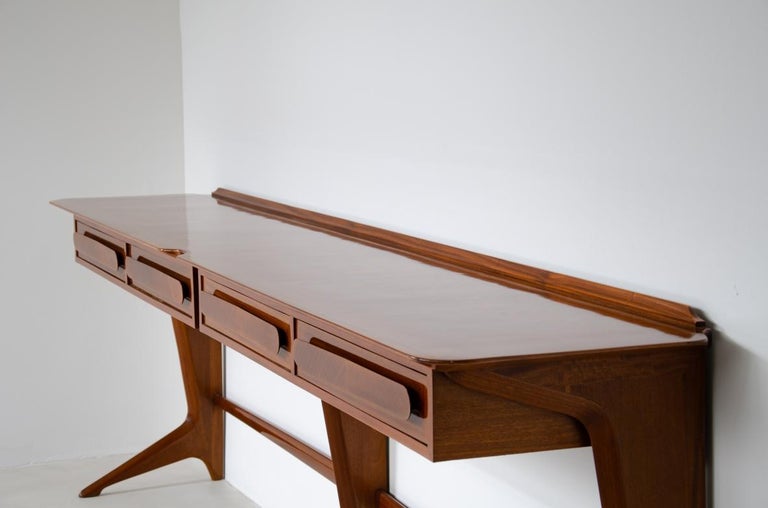 Ico Parisi, Rare Large Console in Walnut with Four Rear Drawers For ...