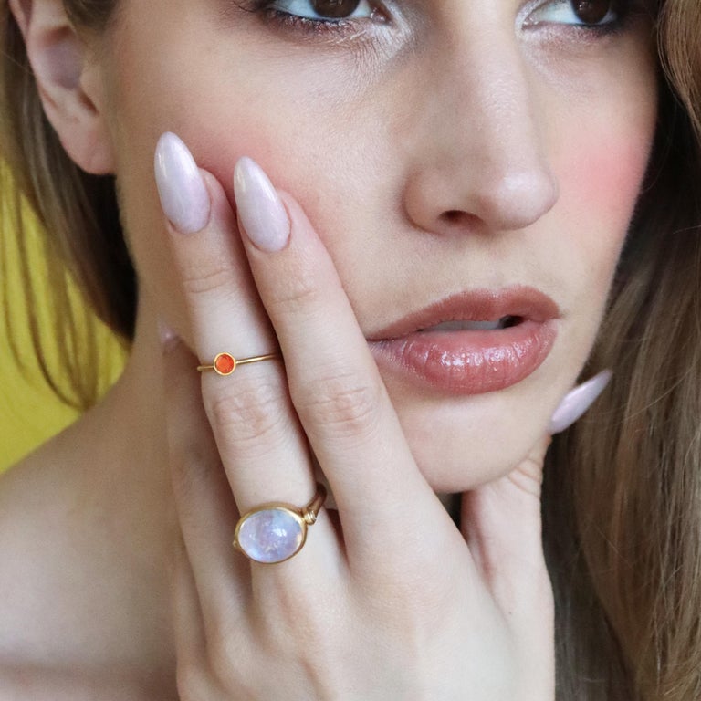 Ico and the Bird Fine Jewelry Fire Opal Stacking Ring 22k Gold For Sale ...