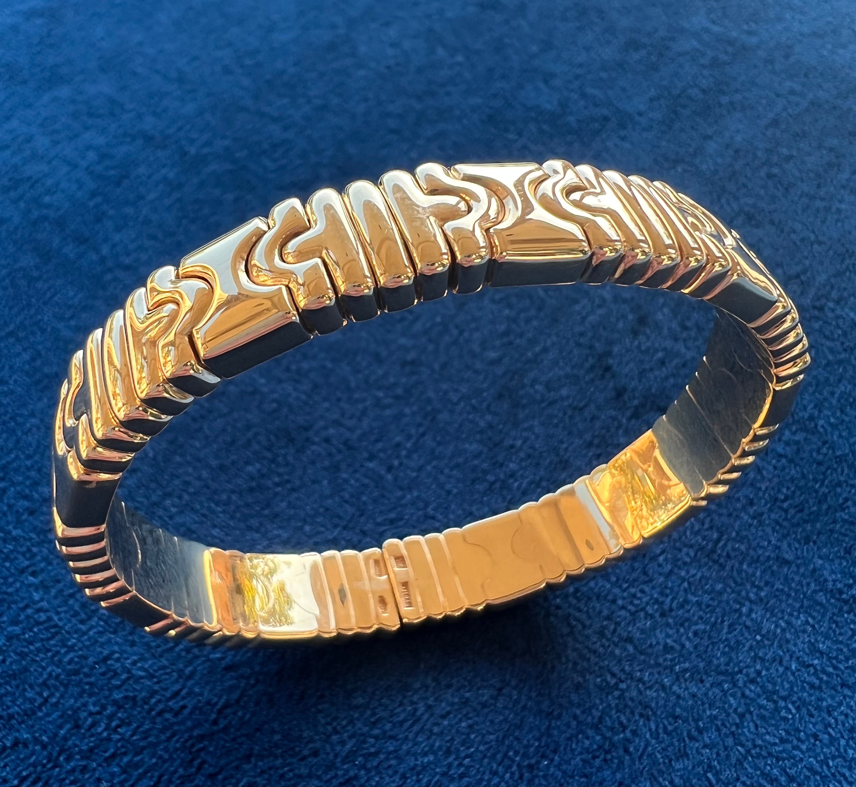 Iconic 2.2 Troy Ounces Bvlgari Parentesi 18K Yellow Gold Spring Bangle ...