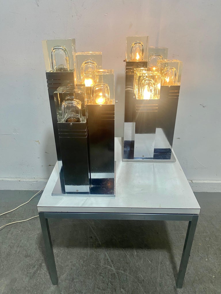 Iconic and Rare Pair of Cubic Gaetano Sciolari Table Lamps , Italy ...