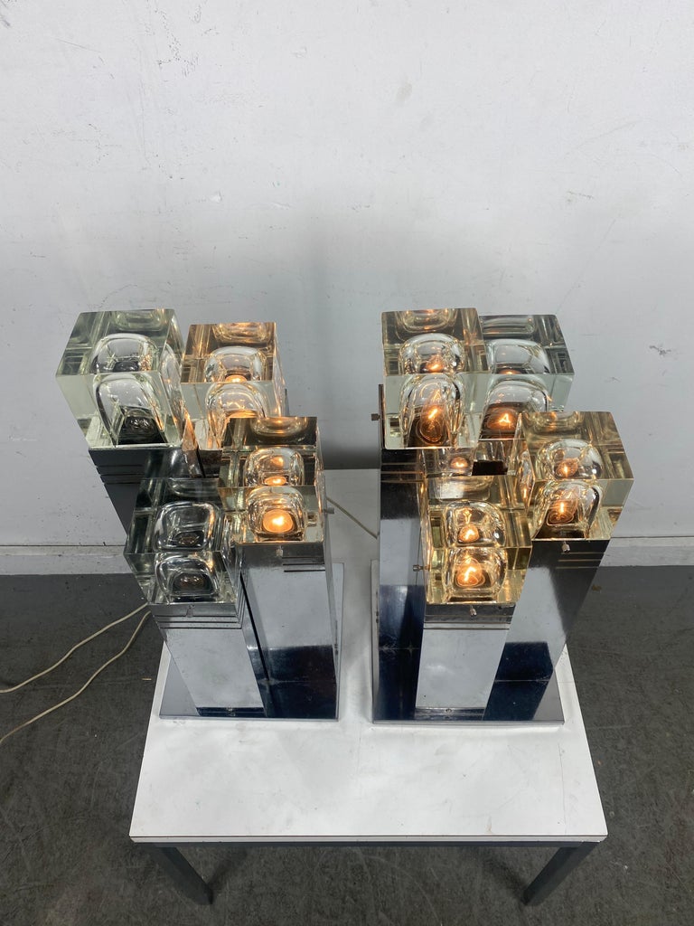 Iconic and Rare Pair of Cubic Gaetano Sciolari Table Lamps , Italy ...