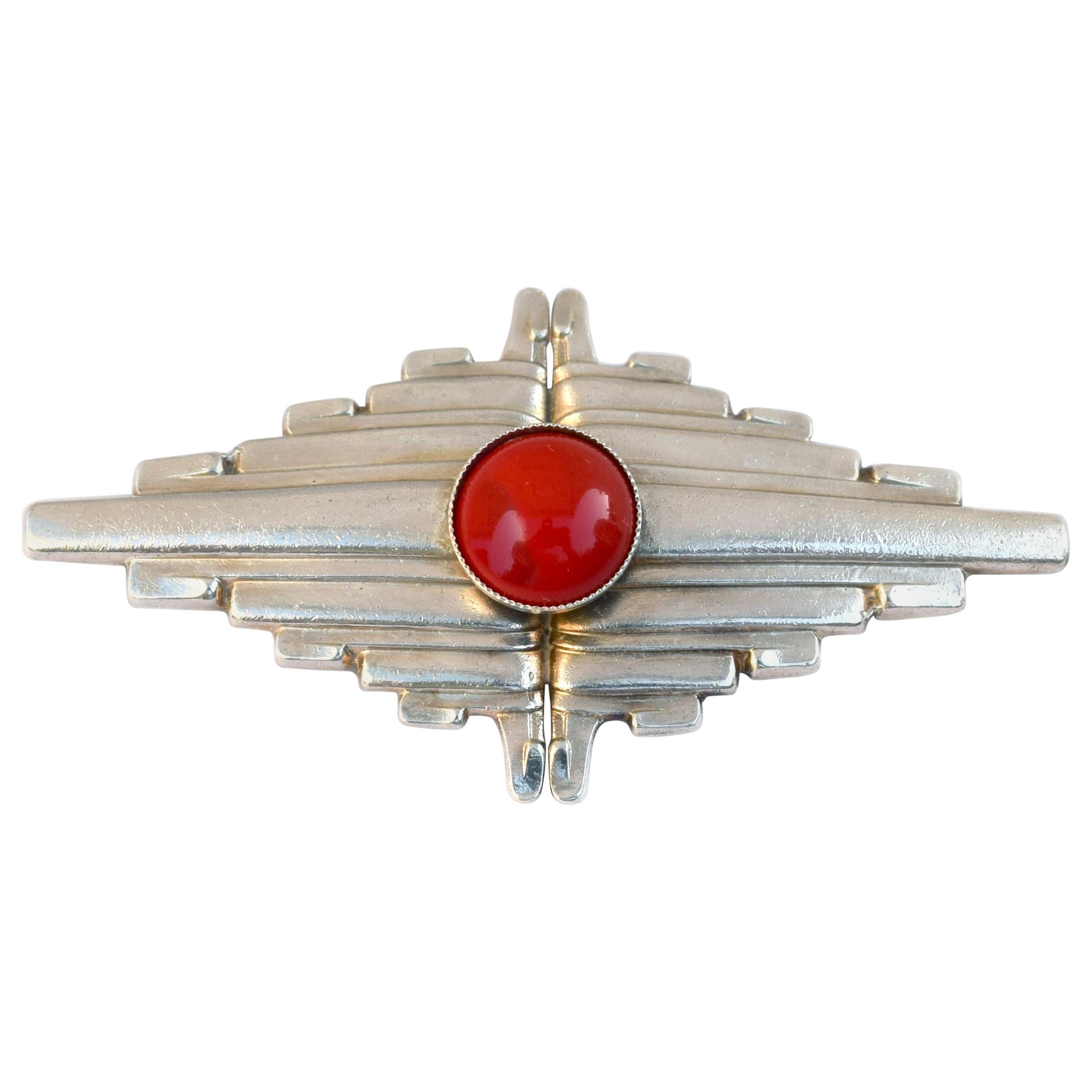 Art Deco Enamel and Diamante Brooch For Sale at 1stDibs