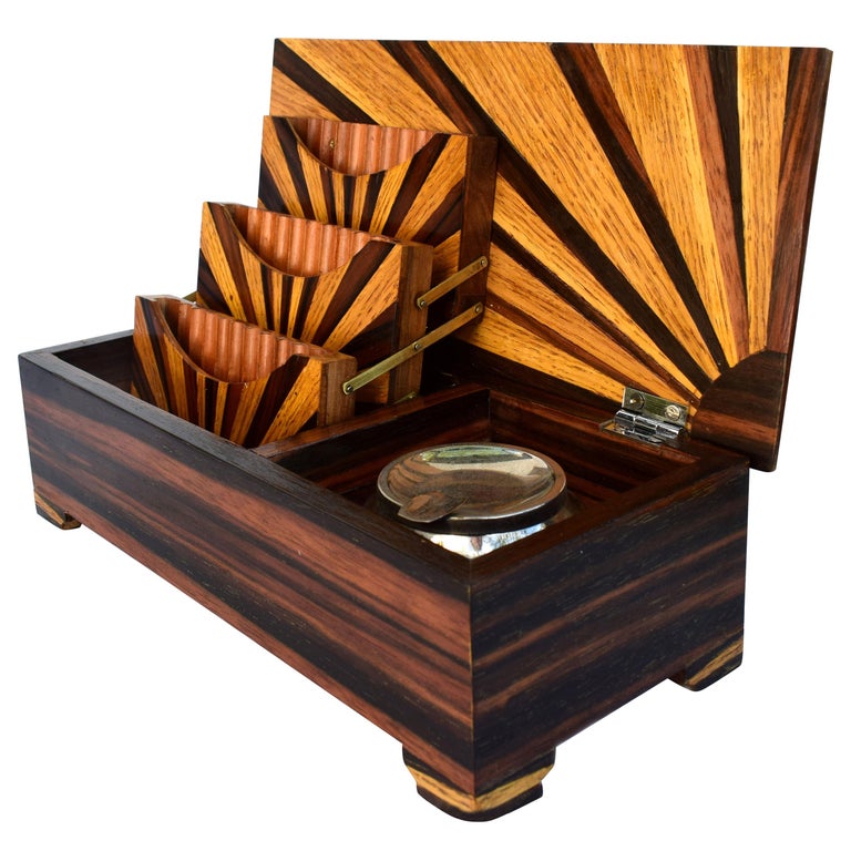 Iconic Art Deco 'Sunray' Inlaid Cigar Box, circa 1930 at 1stDibs