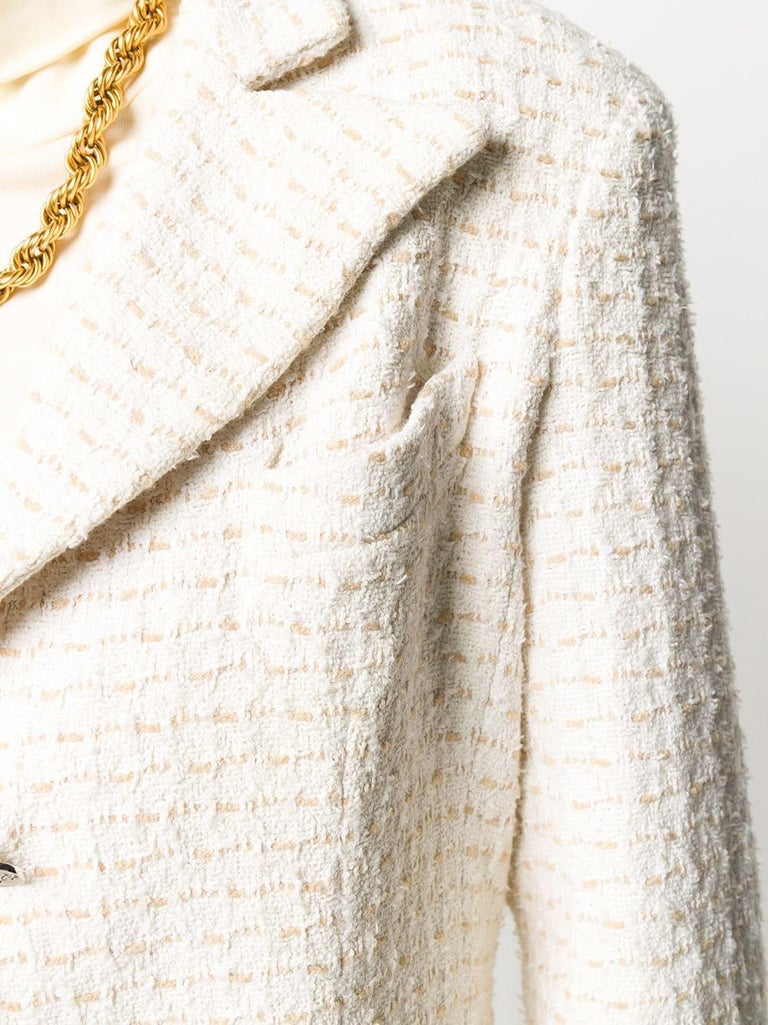 Iconic Chanel Cream Cotton Boucle Jacket For Sale at 1stDibs