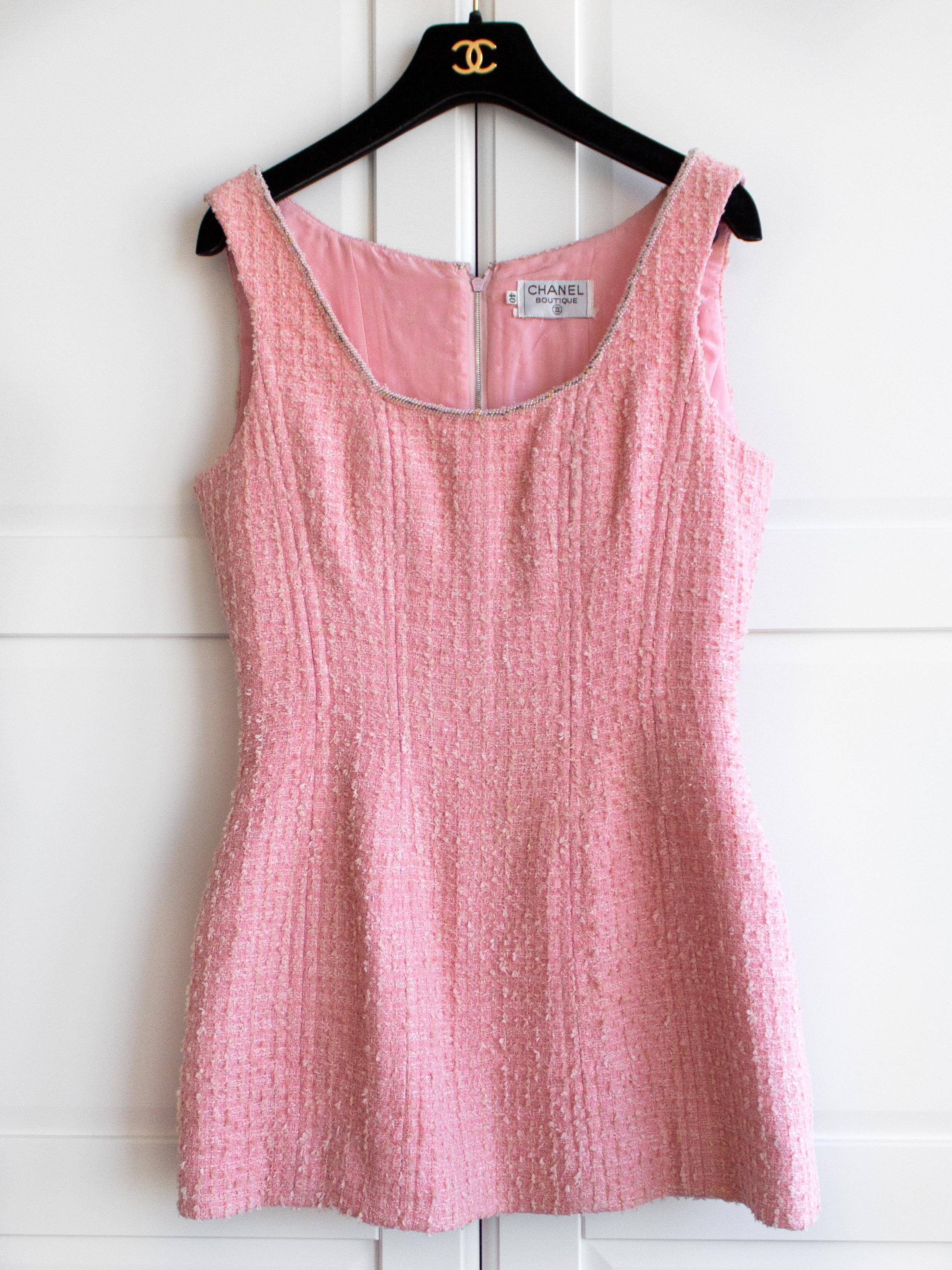 Iconic Chanel Vintage Spring 1994 Pink Tweed Corset Dress Skirt 94P ...