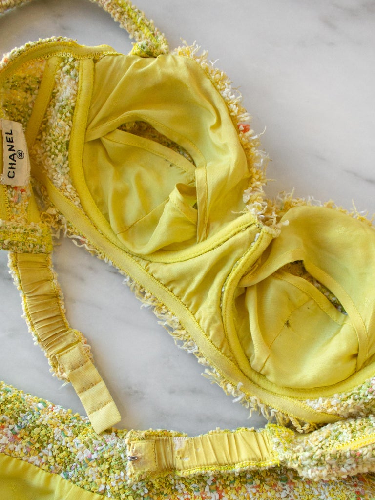 Iconic Chanel Vintage Spring 1994 Yellow Tweed Bra Shorts Jacket 94P ...