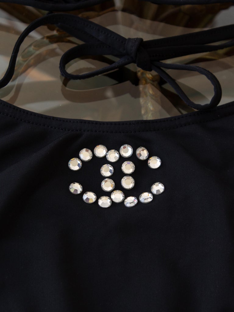 Iconic Chanel Vintage Spring 1995 Black Crystal Diamante 95P Bikini ...