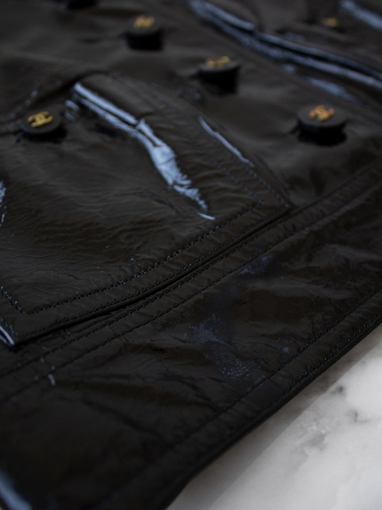 Iconic Chanel Vintage Spring 1995 Cropped Black Patent Leather 95P ...