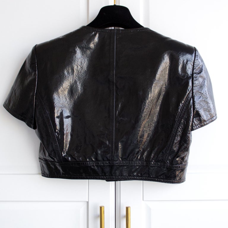 Iconic Chanel Vintage Spring 1995 Cropped Black Patent Leather 95P ...