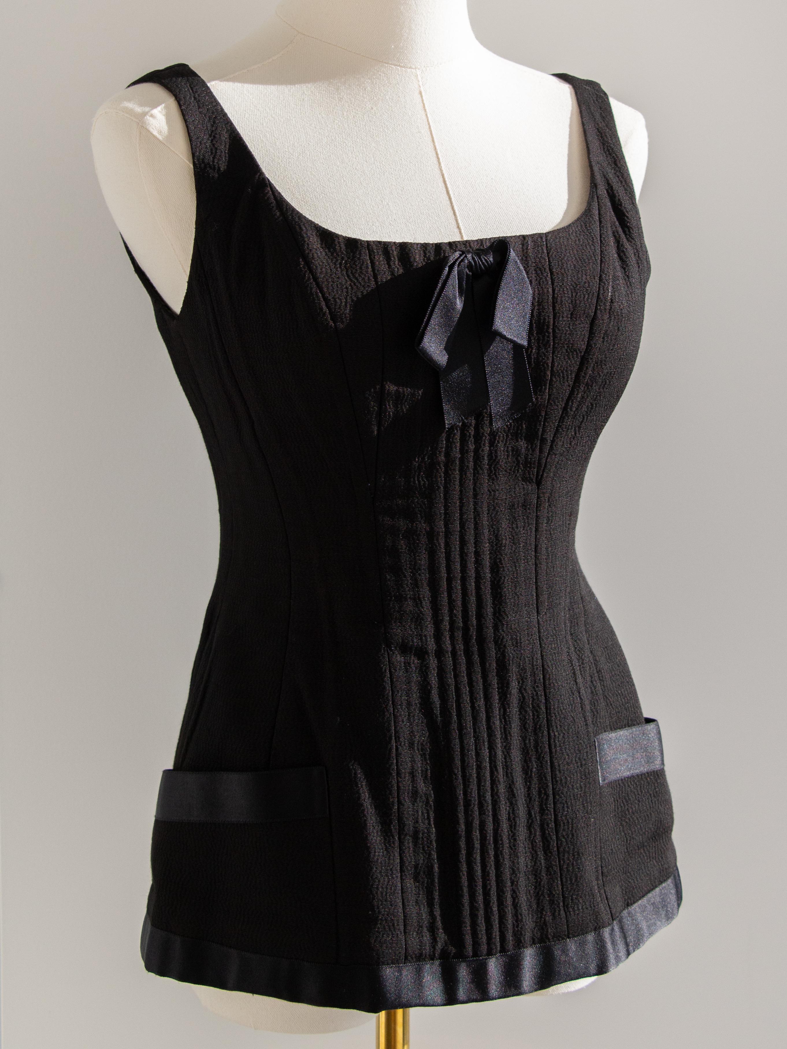 Iconic Chanel Vintage Spring/Summer 1993 Black Silk Bow 93P Corset Top ...