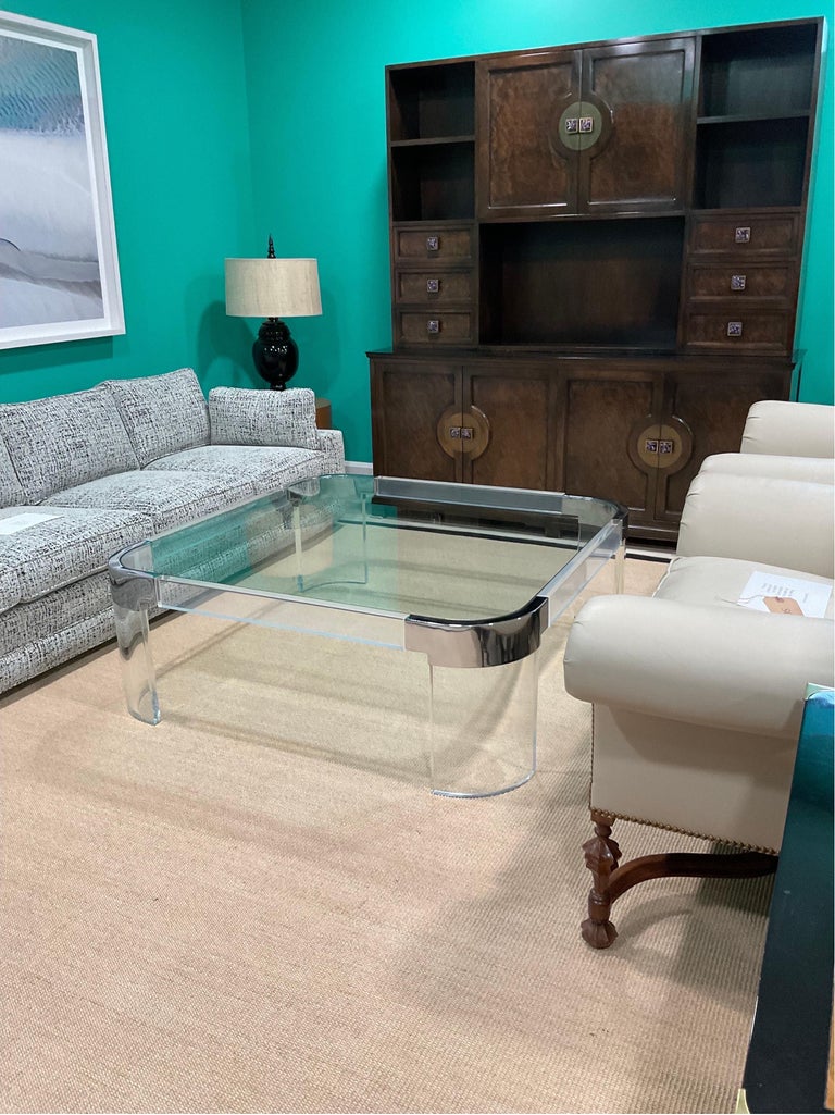 Iconic Charles Hollis Jones Chrome and Lucite Waterfall Coffee Table ...