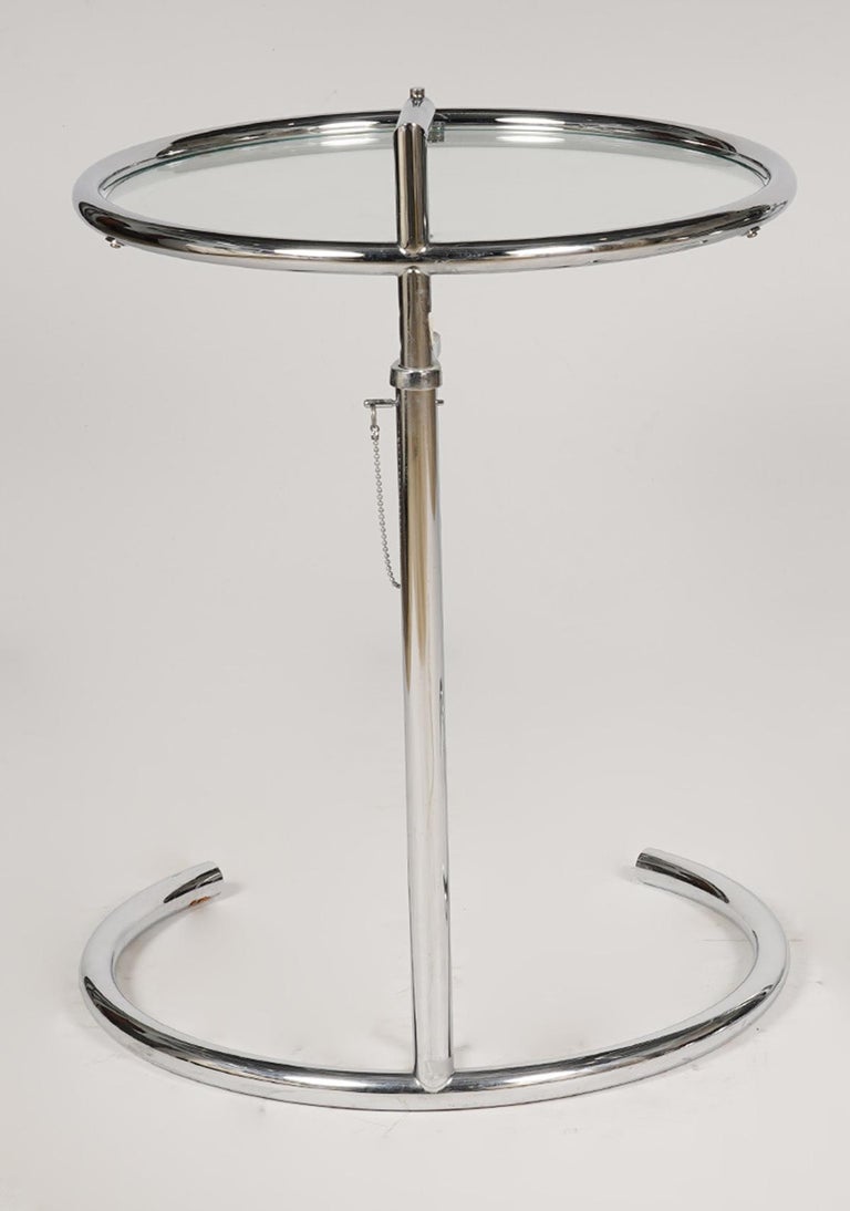 Iconic Eileen Gray E1027 Adjustable Round Chrome and Glass Side Table ...