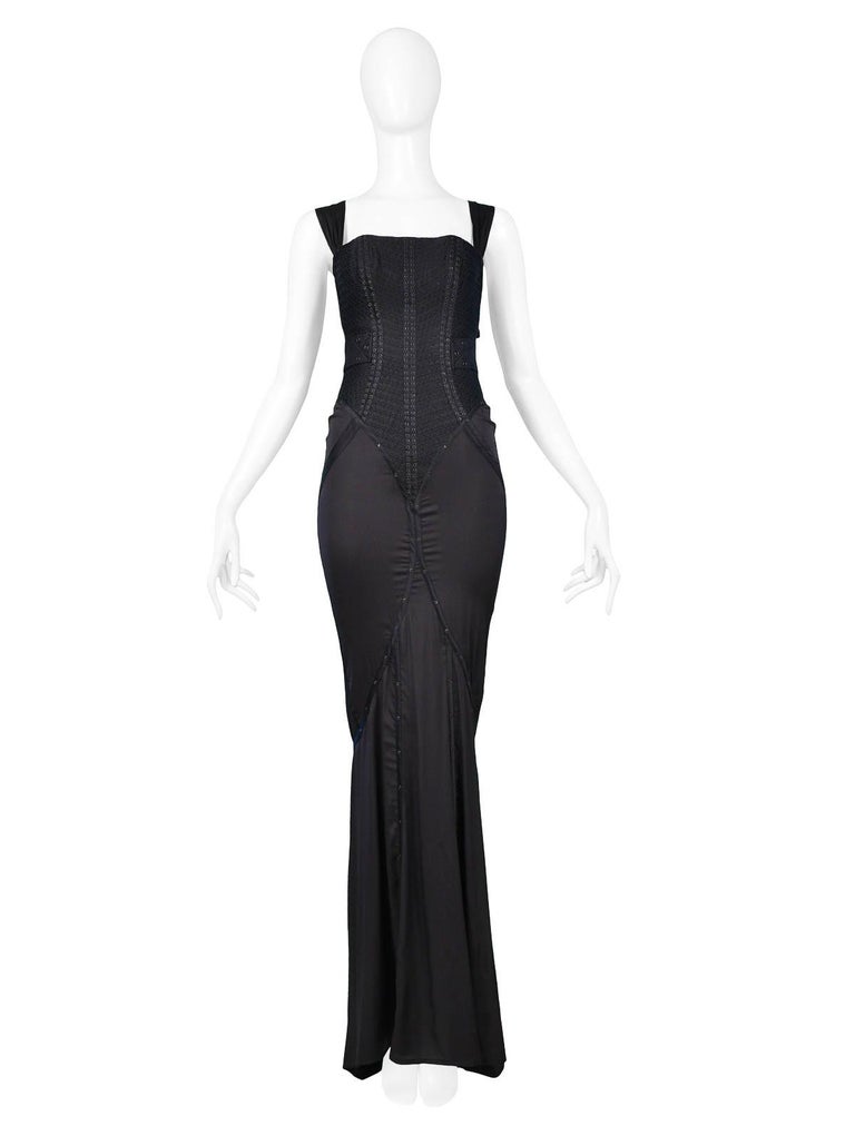 Iconic Gucci by Tom Ford Black Corset Evening Gown Runway 2003 at ...