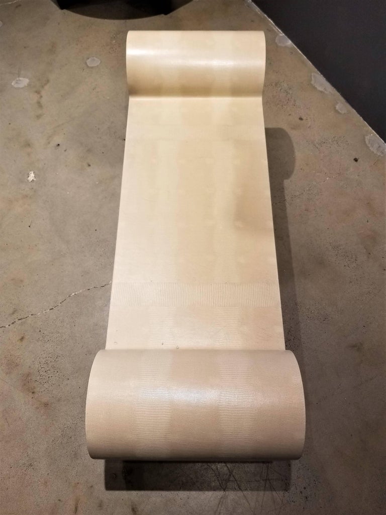 Iconic Karl Springer Sculptural Curved Bench Wrapped in Lizard, Signed ...