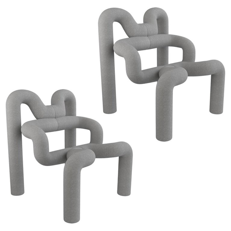 Iconic Light Grey Stokke Armchairs by Terje Ekstrom, Norway, 1980s For ...