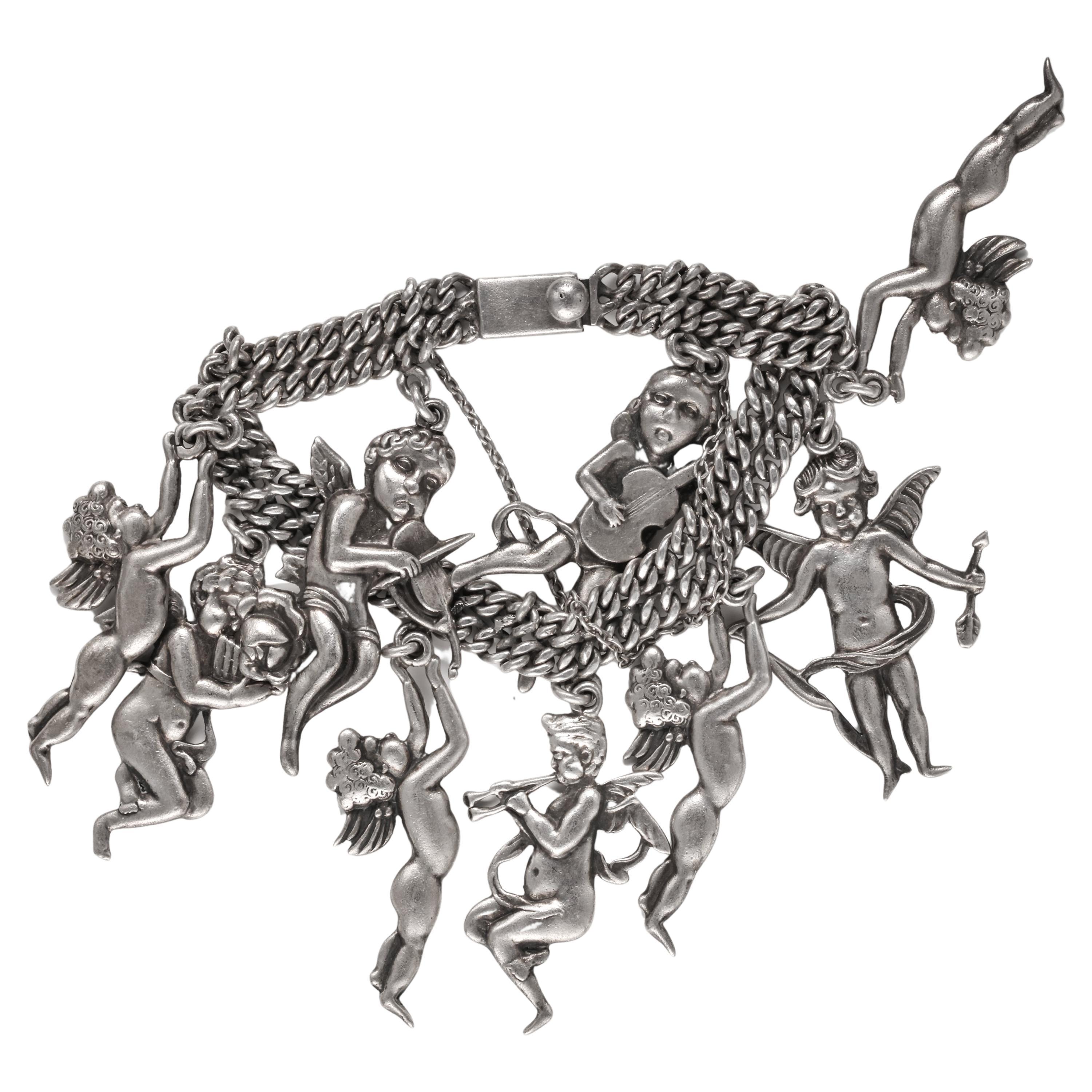 Hector Aguilar .940 Silver Fertility Bracelet Taxco at 1stDibs