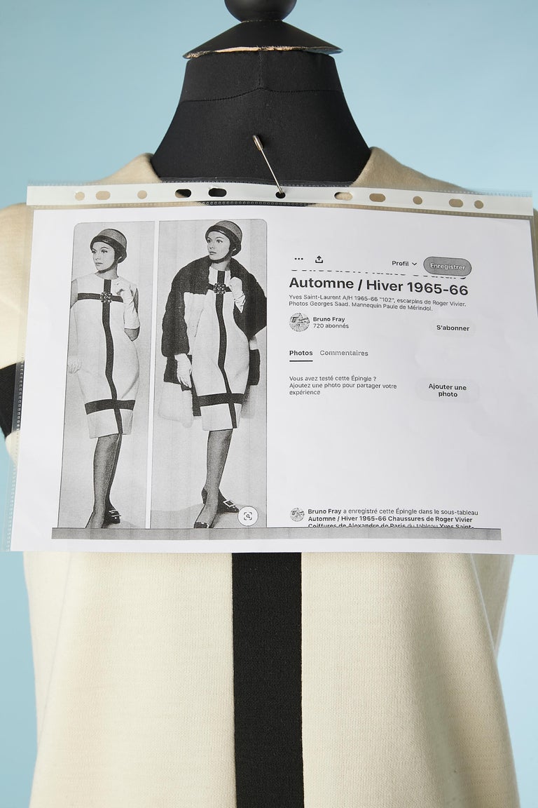 Iconic Mondrian dress in black and white wool jersey Yves Saint Laurent ...