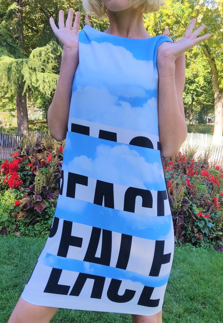 Iconic Moschino PEACE and STOP WAR Vintage 1990s 90s Blue Bird Pigeon ...