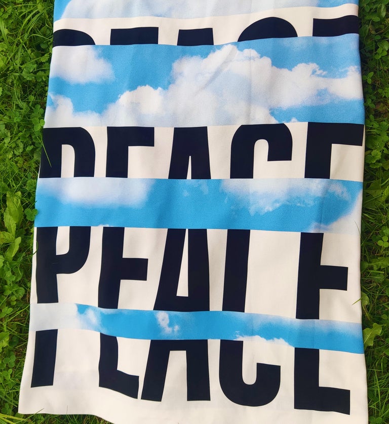 Iconic Moschino PEACE and STOP WAR Vintage 1990s 90s Blue Bird Pigeon ...