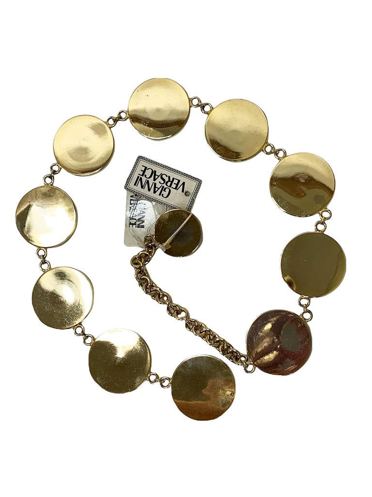 Iconic and New 1991 Gianni Versace Black Leather Gold Medusa Link ...