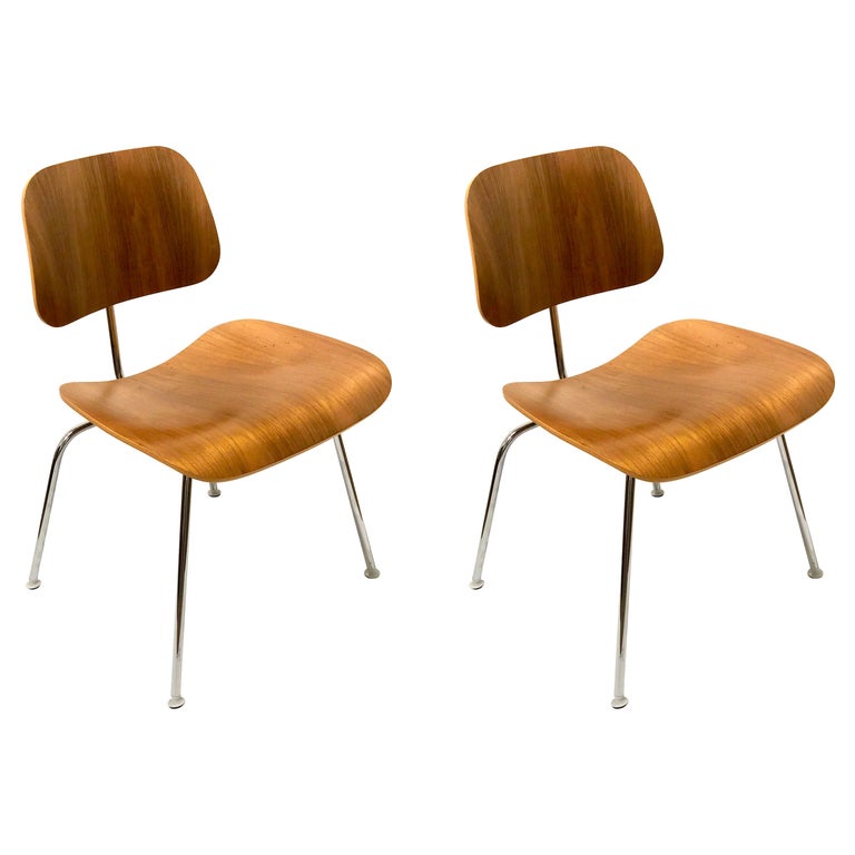 Iconic Pair of DCM Chairs Designed by Charles Eames for Herman Miller ...