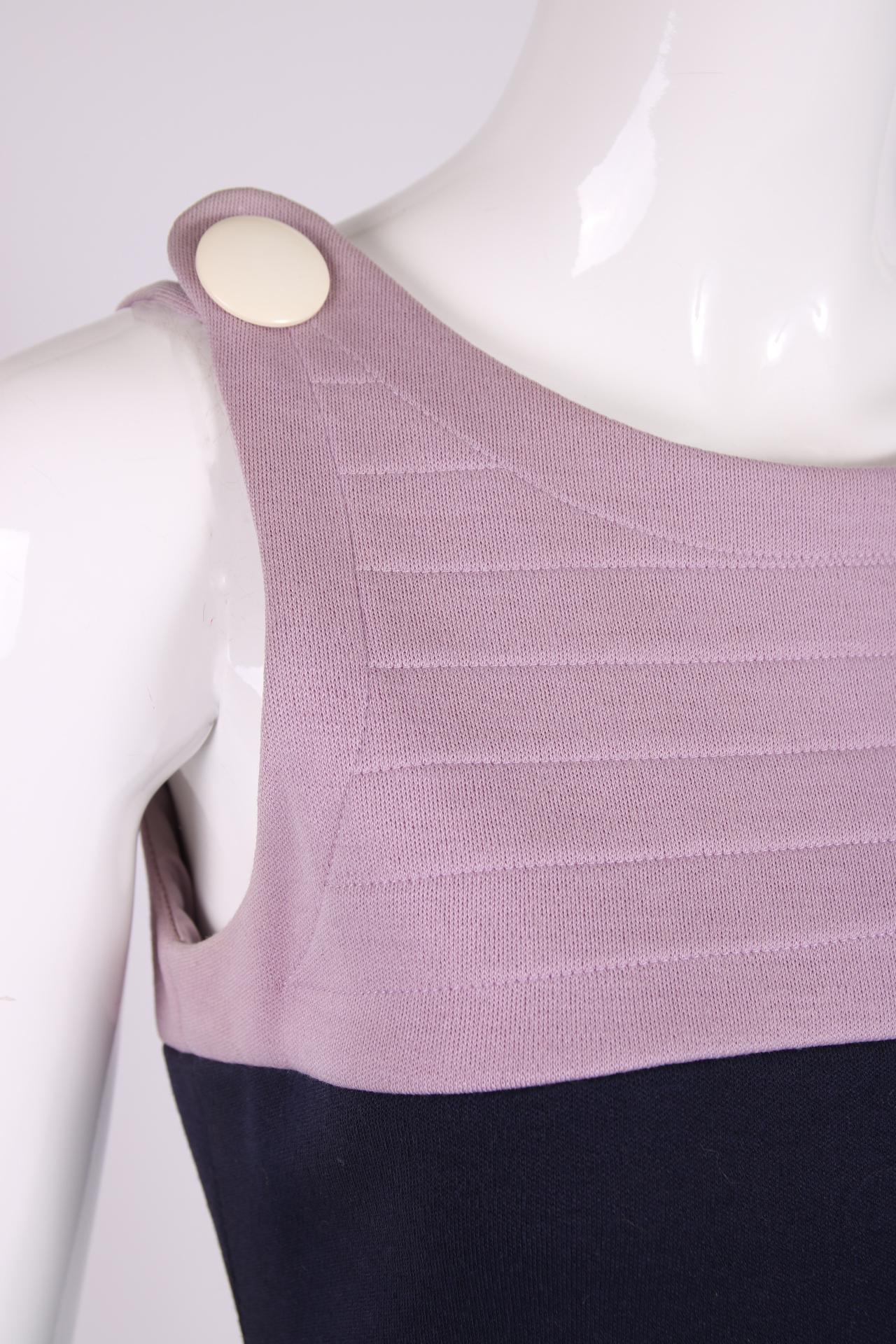 Iconic Pierre Cardin Navy and Purple Colorblock Wool Tabard Dress w ...