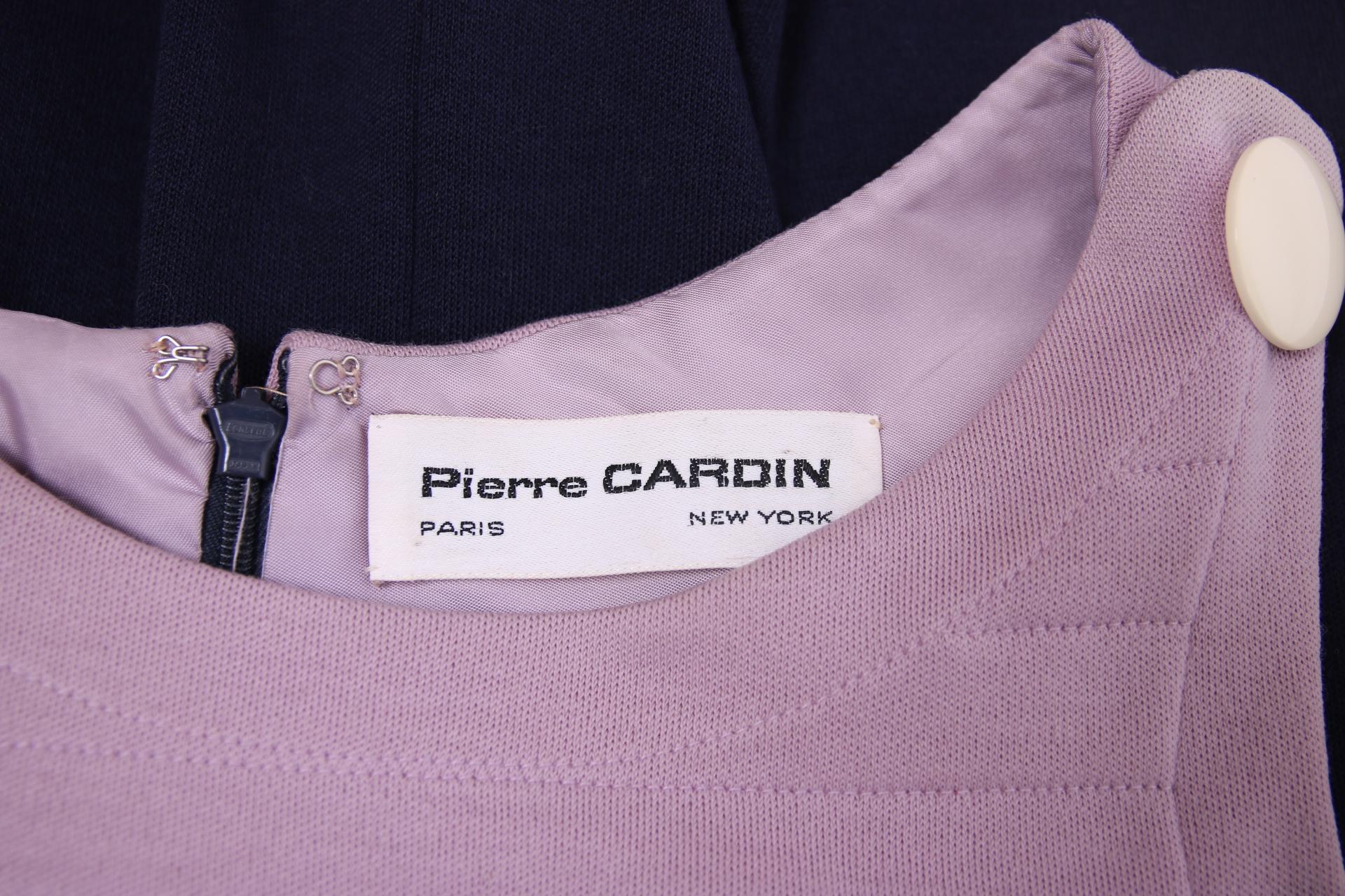 Iconic Pierre Cardin Navy and Purple Colorblock Wool Tabard Dress w ...
